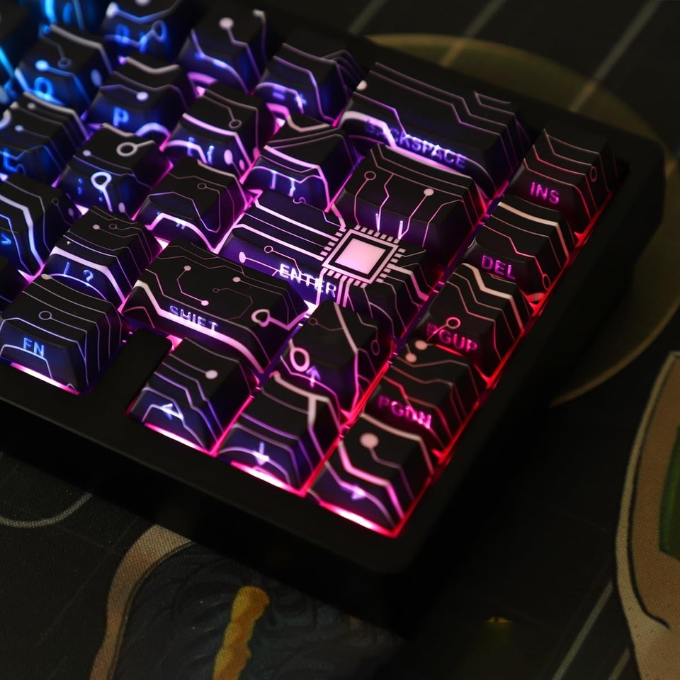Custom PBT Keycaps,135 Keys Shine Through Cool Modern Technology Style ...
