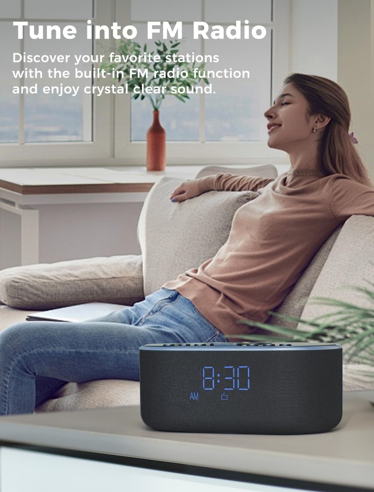 Wireless Charging Alarm Clock Radio: Qi Certified Fast Wireless Cha ...