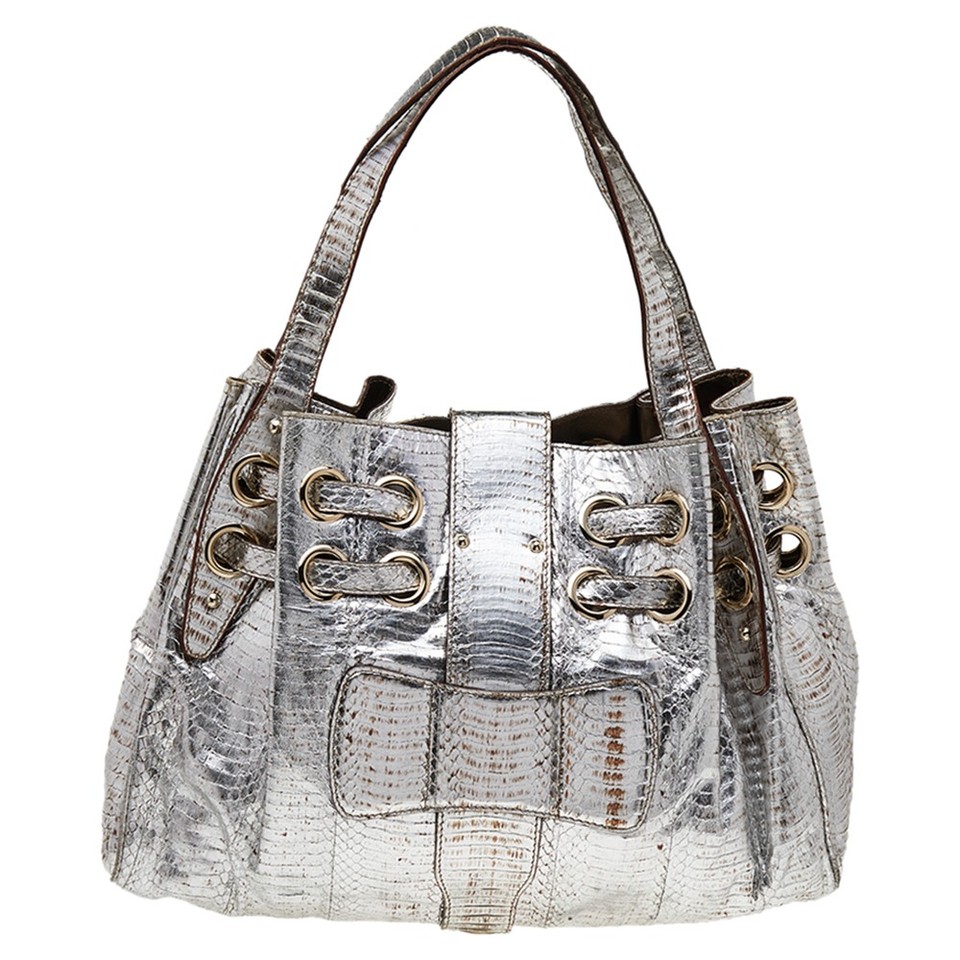 Jimmy Choo Metallic Silver Watersnake Riki Tote | eBay