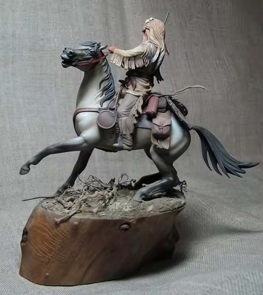 1/24 Scale Mountain Man on Horseback Resin Model Kit American Frontier ...