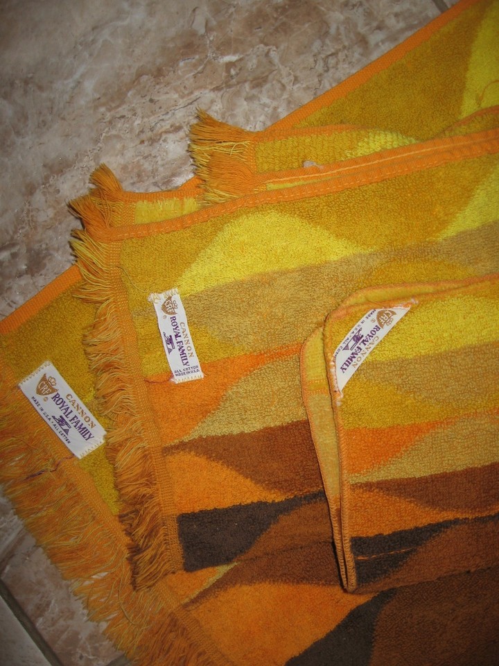 Vtg Cannon Royal Family Featherlite full Sheets towels washcloth mcm 7 ...