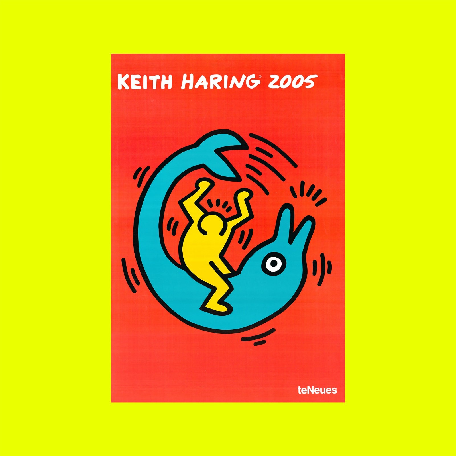 2005 Y2k Keith Haring Man on dolphin rodeo fine art lithography print ...
