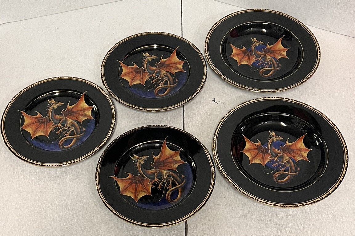 Franklin Mint Fine China The Dragon Dynasty Dinnerware 5 Piece Set 24k ...