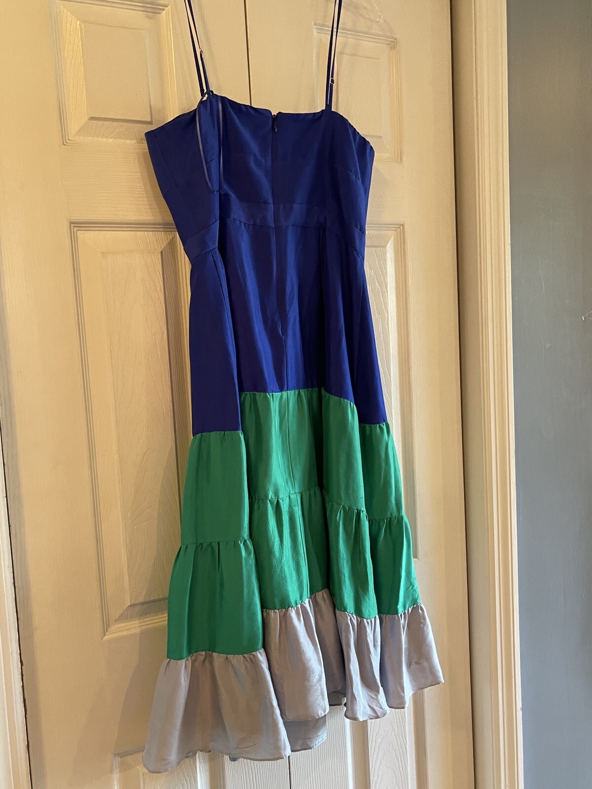 J.Crew Jackaroo 10 100% Silk Color Block Strapless Dress Blue Green ...