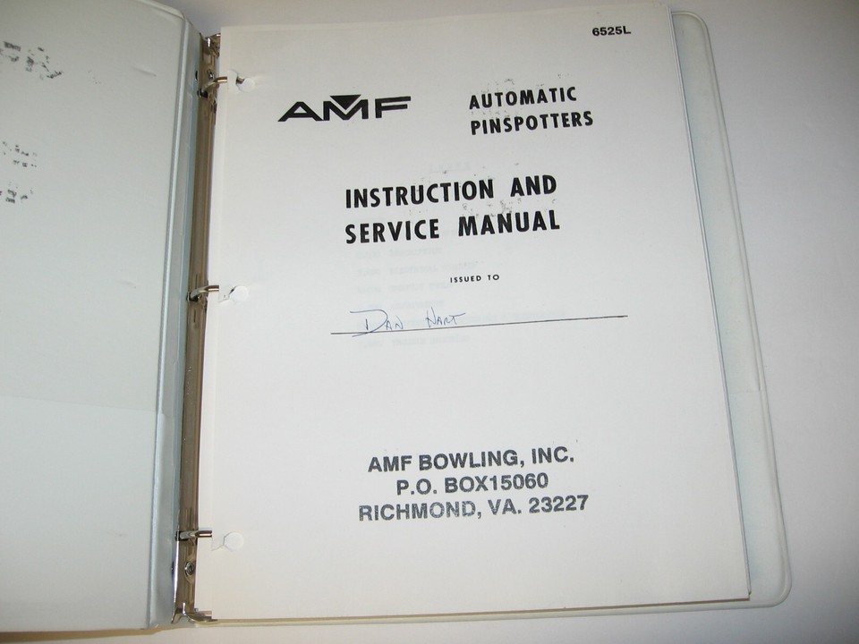 AMF 6525L Pinspotter Bowling Instructions & Service Manual 610-003-027 ...