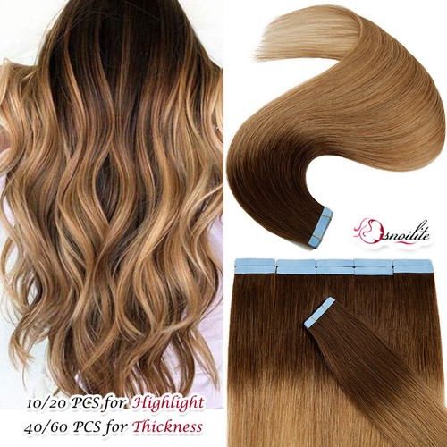 Champagne Blond Russian Tape In Human Hair Extensions Real Remy Skin ...