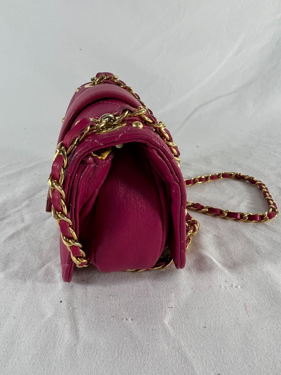 DSQUARED2 Pink Quilted & Studded Leather Chain Link Mini DSQUARED2 Pink Quilted & Studded Leather Chain Link Mini