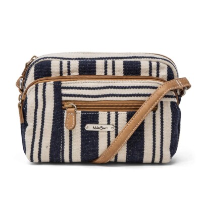 Multi Sac Crossbody Blue & White Striped Fabric Multi Pouch Handbag ...