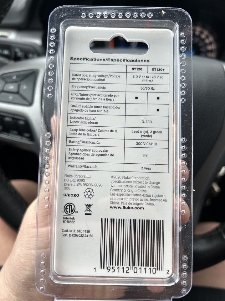 Fluke ST120+ GFCI Socket Tester with Audible Beeper Electrical Outlet ...