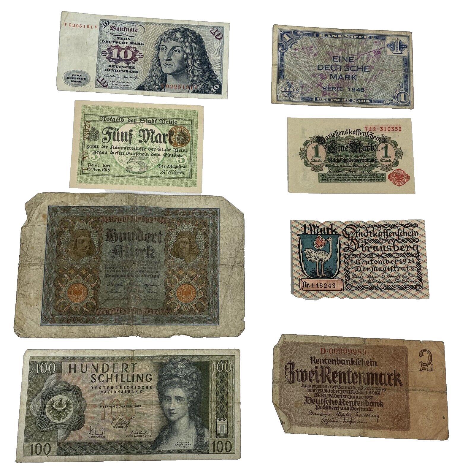 Lot of 8 Assorted Denomination Vintage German Paper Money Currency ...