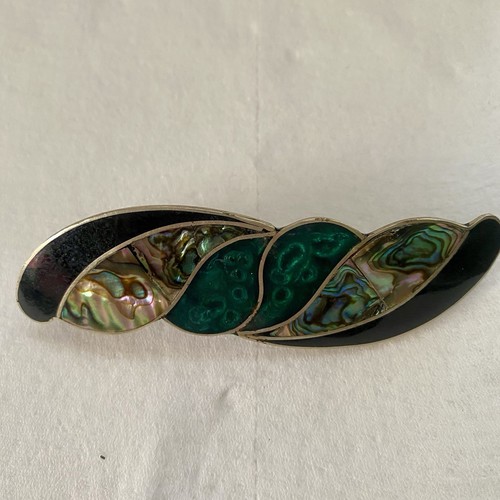 MOP Hair Barrette Clip Abalone Inlay Vintage Style Boho Bridal Alpaca ...