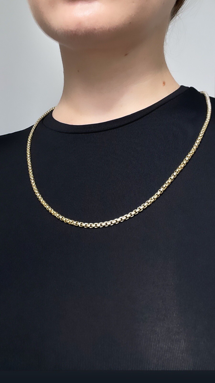Round Box Chain, 14k Gold Box Chain, SOLID Necklace, 3.5mm 24” 40.11 ...