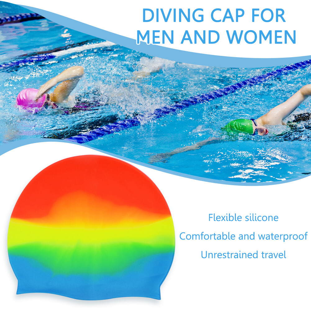 Unisex Silicone Swimming Caps Elastic Sport Summer Pool Diving Hat ...