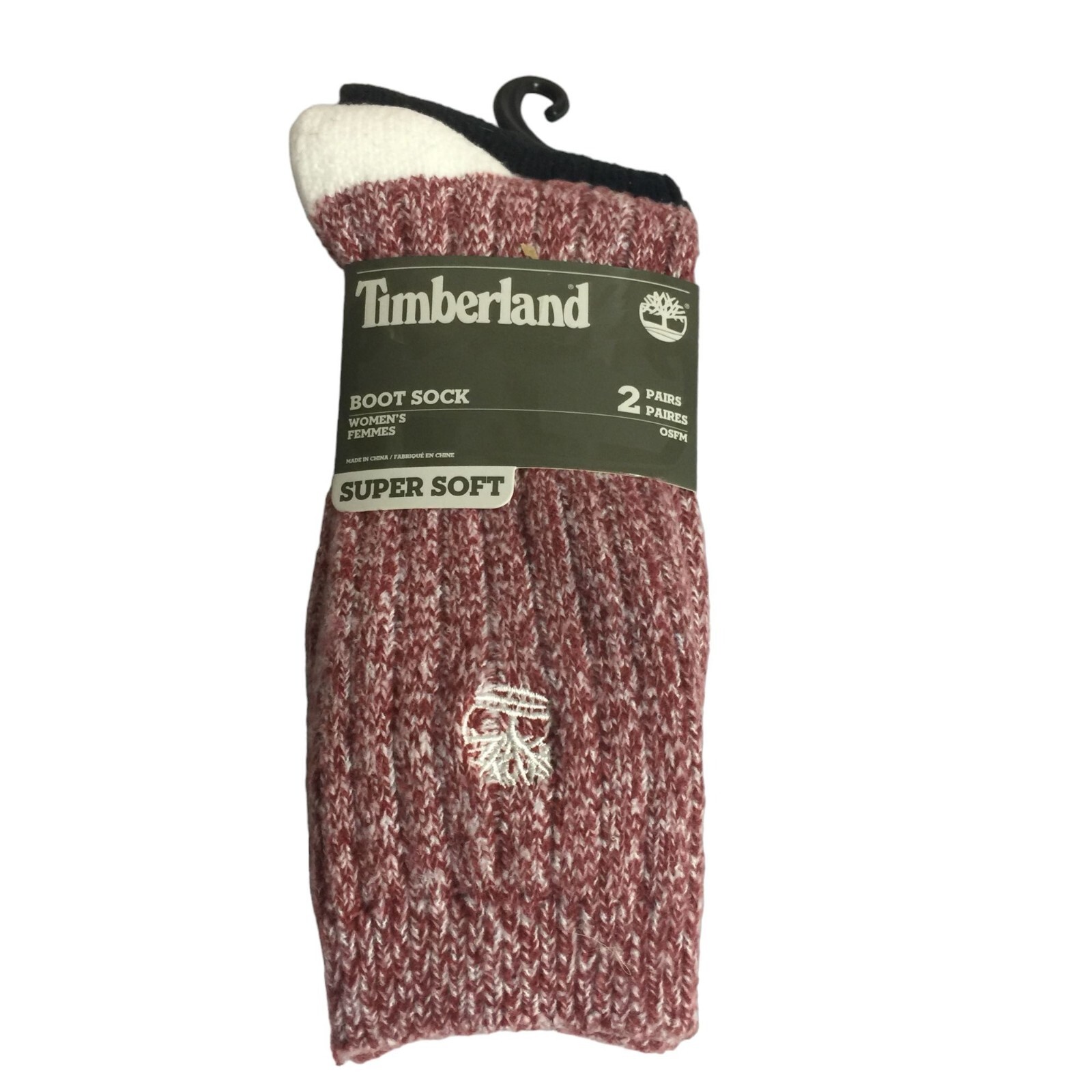 Timberland Super Soft Boot Socks Women's OSFM Wine Cream Black Set of 2 ...