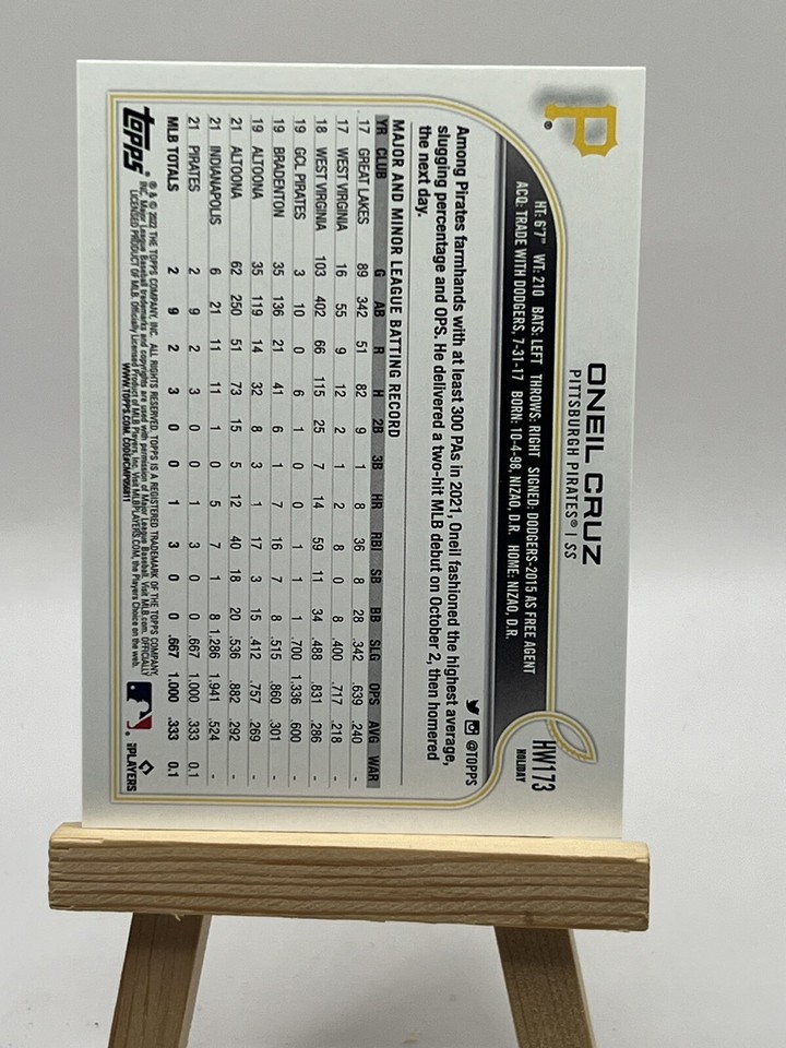 O’Neil Cruz 2022 Topps Holiday Metallic Snowflake SP Rookie #HW173 RC ...