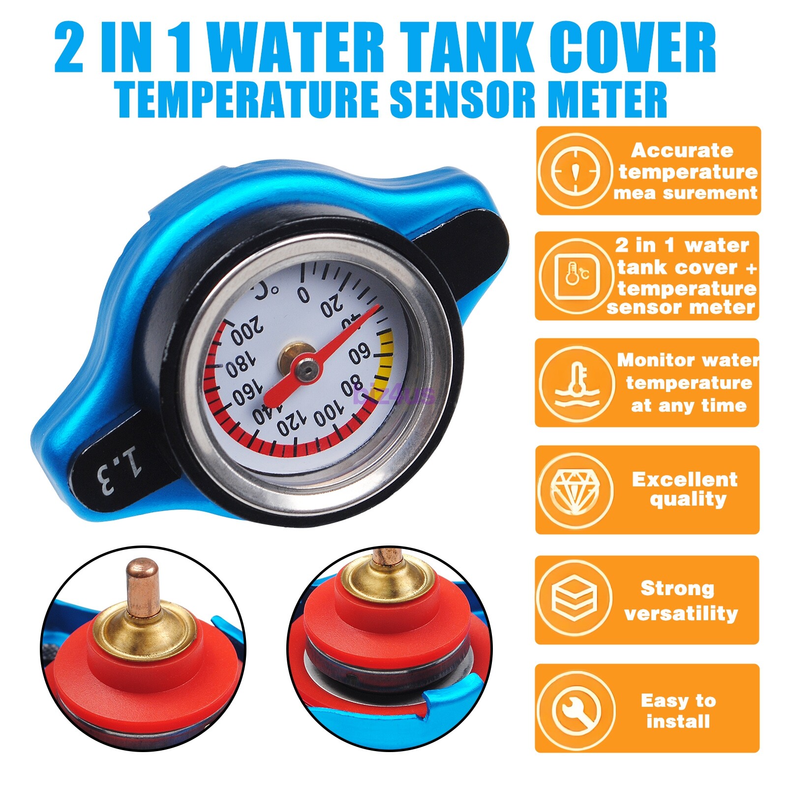 1.3 Bar Small Head Thermostatic Radiator Cap Cover Temperature Gauge ...