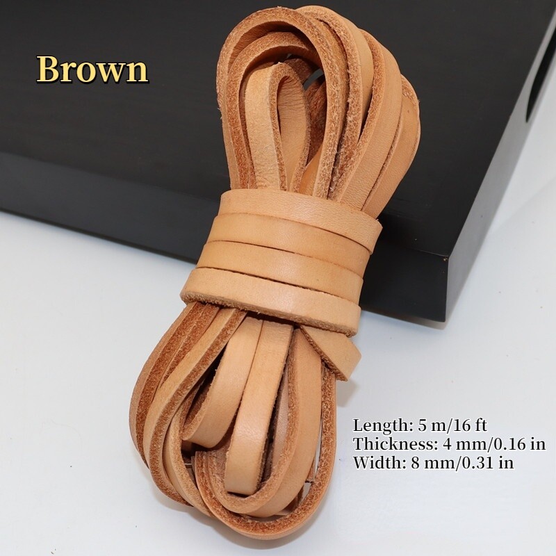 Cowhide Rope Flat Genuine Leather Jewelry Cord Strand DIY 4/5/6/8mm ...