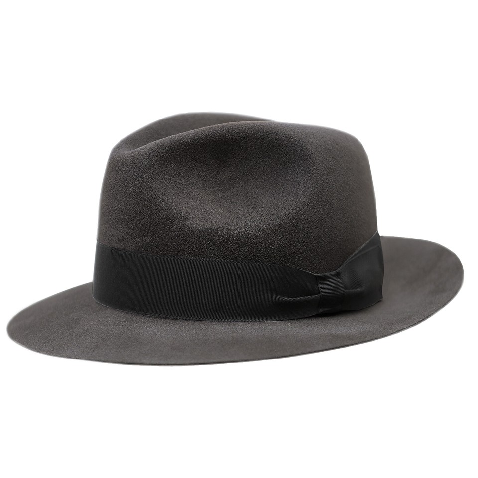 Sterkowski MOSCA Rabbit Felt Fedora Hat Wide Brim Trilby Elegant Winter ...