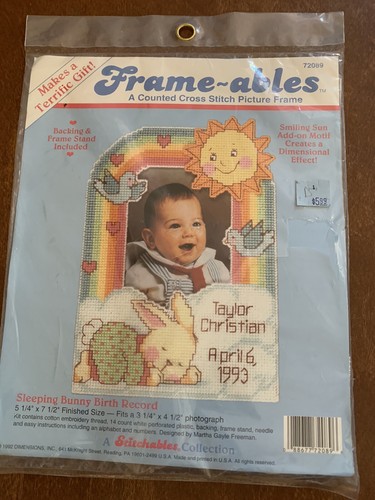 DIMENSIONS Sleeping Bunny Birth Record Frame Kit NIP | eBay
