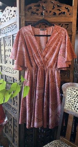 Lady Poly Comfortable Dress Sz 14/16 Elastic Waist Flare Sleeves And ...