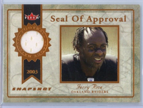 2003 Fleer Seal Of Approval Snapshot Jerry Rice Jersey Card 58/375 Game ...