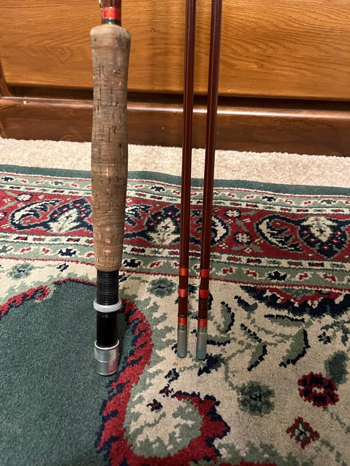 VINTAGE HERTER'S RB610 9' 2 PIECE FIBER GLASS FLY ROD + EXTRA TIP-NICE ...