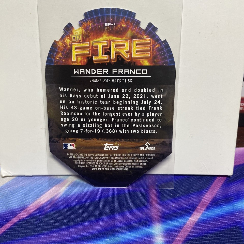 Wander Franco 2022 Topps Fire #EF1 On Fire Hobby Exclusive Rookie Rays ...