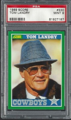 1989 Score #330 Tom Landry Coach Dallas Cowboys 1960-1988 PSA 9 MINT ...