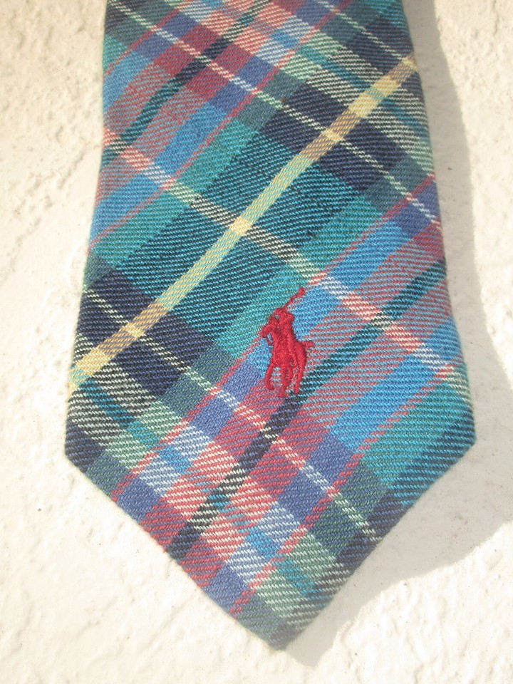 Vtg Marshall Field's Polo Ralph Lauren Colorful Pastel Men's Plaid Tie ...