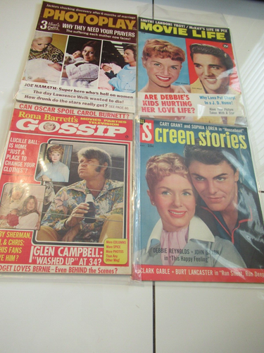 Lot of 4 vintage movie magazines 1958-1973! ELVIS LUCY AUDREY GARLAND ...