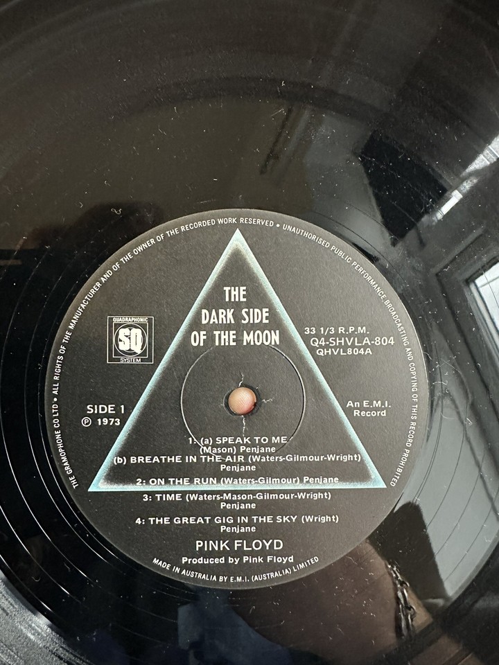 Pink Floyd Dark Side Of The Moon Vinyl Record AU Quadraphonic Original ...