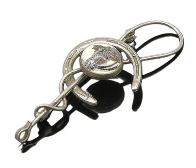 925 Sterling Silver Vintage Horseshoe & Whip Good Luck Brooch Pin ...