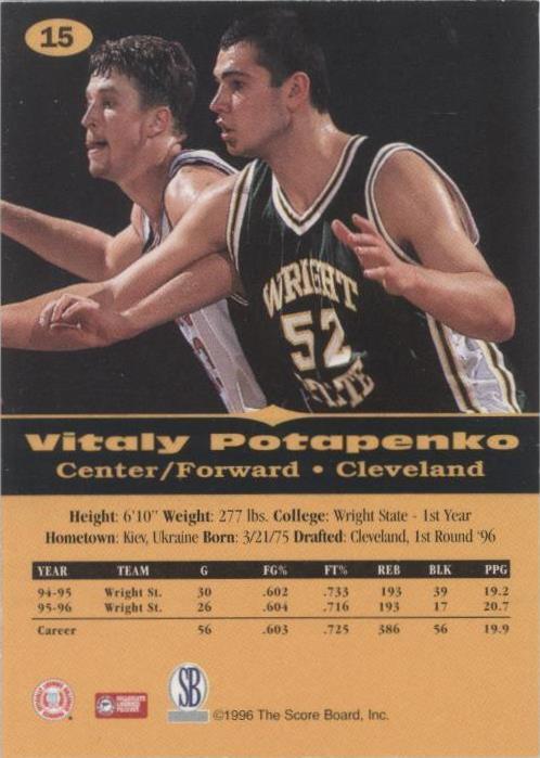 1996 Score Board All Sport PPF - Vitaly Potapenko #15 for sale | eBay