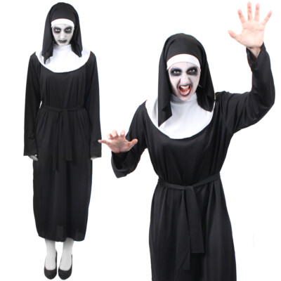 THE NUN COSTUME CONJURING FANCY DRESS HALLOWEEN DEMON ZOMBIE VALEK FACE ...