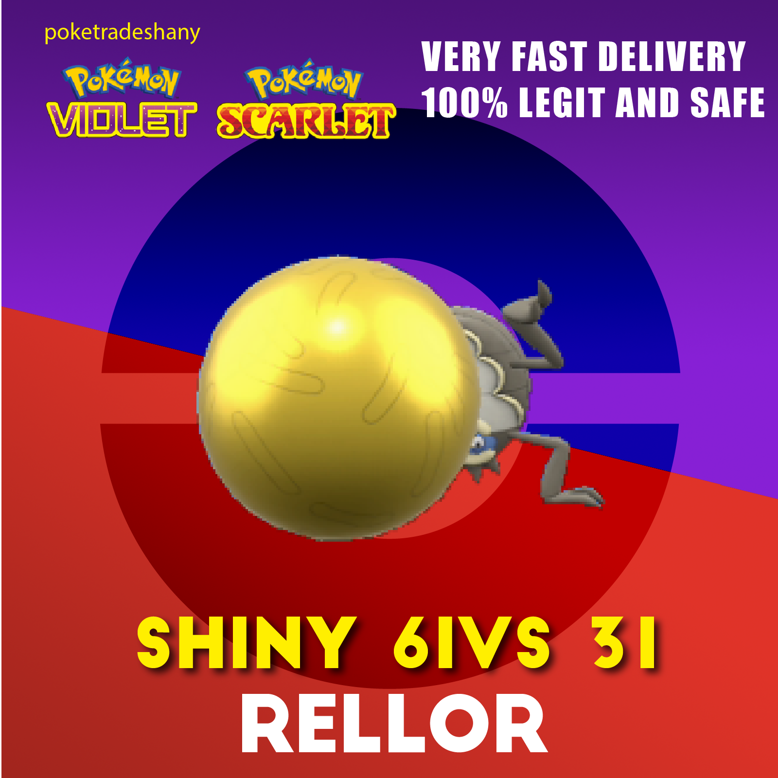 Pokemon Violet Scarlet SHINY RELLOR 6IV 31 100% LEGIT | eBay