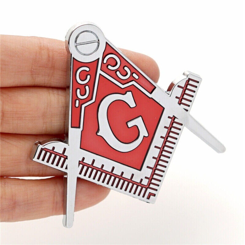 2pcs Metal Masonic Emblem Red Silver Car Fender Side Nameplate Badge ...