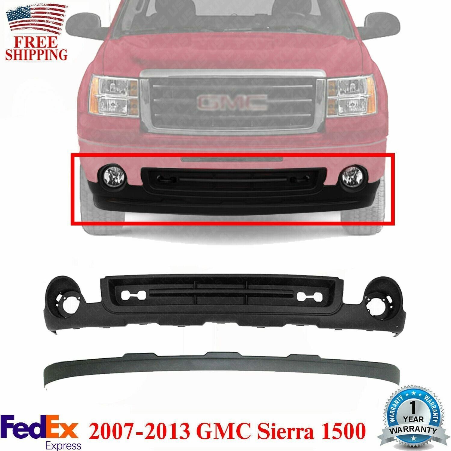 Front Lower Valance Deflector & Extension Textured For 2007-2013 GMC ...