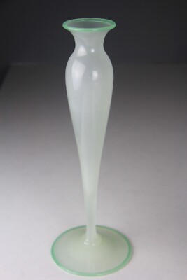 RARE STEUBEN CLAMBROTH VASE WITH JADE GREEN RIM CARDER ERA 12" | eBay