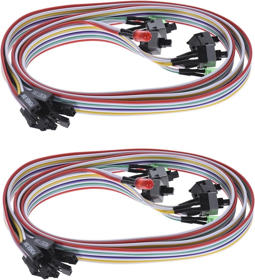 2 Pack PC Case Power Switch Reset HDD LED Cable ATX Front Panel 27" Red ...