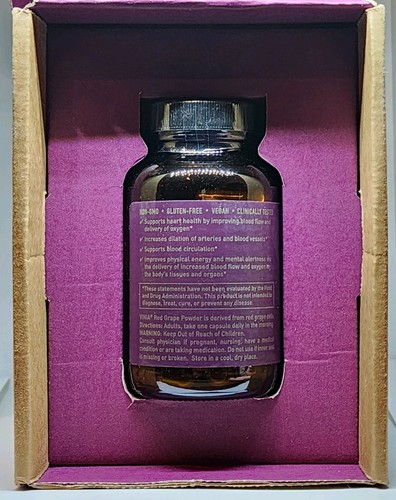 Vinia Red Grape Powder Rapid Absorption 90 Capsules 3 Month Supply Exp ...