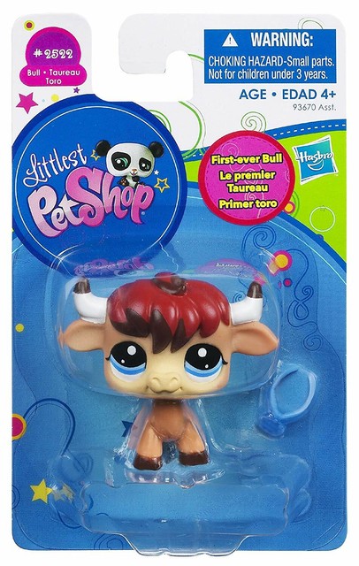 Authentic Littlest Pet Shop Lps #2522 Bull Red Blue Eyes With Original ...