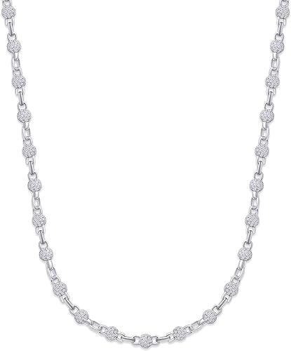 14 Ctw Moon Ball Disco Chain Necklace Moissanite 22 Inches 925 Sterling ...