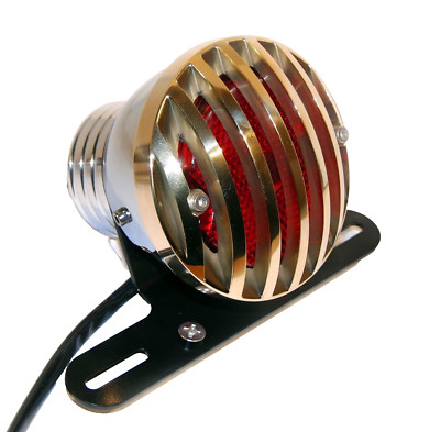 SOLID BRASS 4" GRILLED RODDER FORD DUO TAIL LIGHT HARLEY BOBBER CHOPPER ...