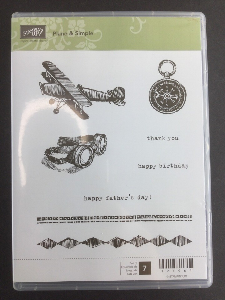 Stampin Up PLANE & SIMPLE Stamp Set Airplane Compass Happy Birthday ...