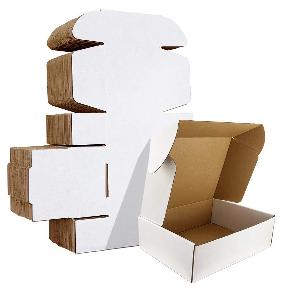 9x6x2 inches Shipping Boxes Set of 25, White Corrugated Cardboard Box ...