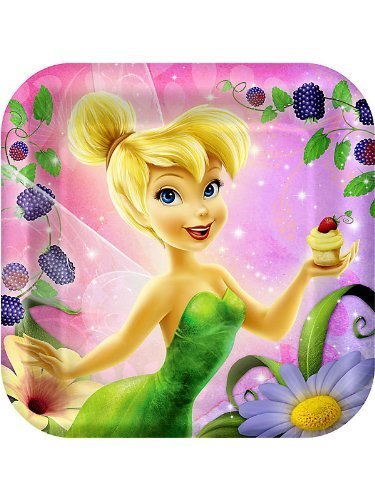 TINKERBELL 8- LARGE LUNCH PLATES 9 1/4" SQUARE - PARTY SUPPLIES for ...