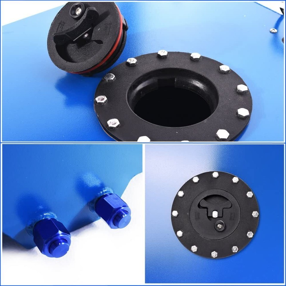 15 GALLON BLUE COATED ALUMINUM RACING/DRIFTING FUEL CELL GAS TANK+LEVEL ...