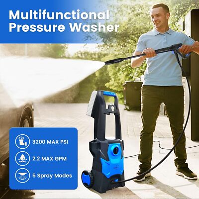 Electric Pressure Washer 3200 PSI Powerful Power Washer with Rotatable ...