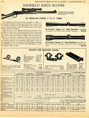 1968 Print Ad of Redfield 2X Frontier Rifle Scope Spec Chart | eBay