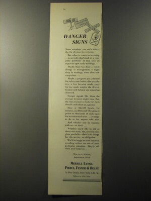 1953 Merrill Lynch Ad - Danger Signs | eBay